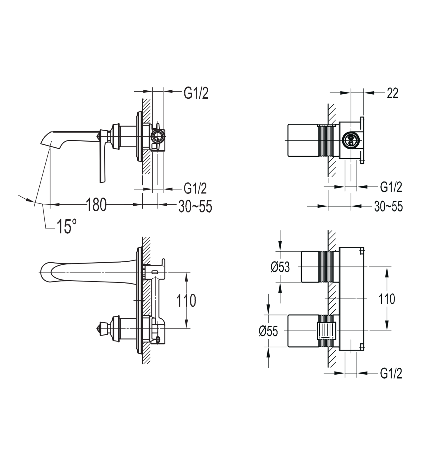 Single Lever Concealed Basin Mixer Liberty FCP 7335 - Paloma Official ...