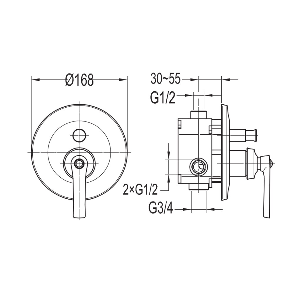 Single Lever Concealed 4-Way Bath/Shower Mixer With Diverter Liberty ...