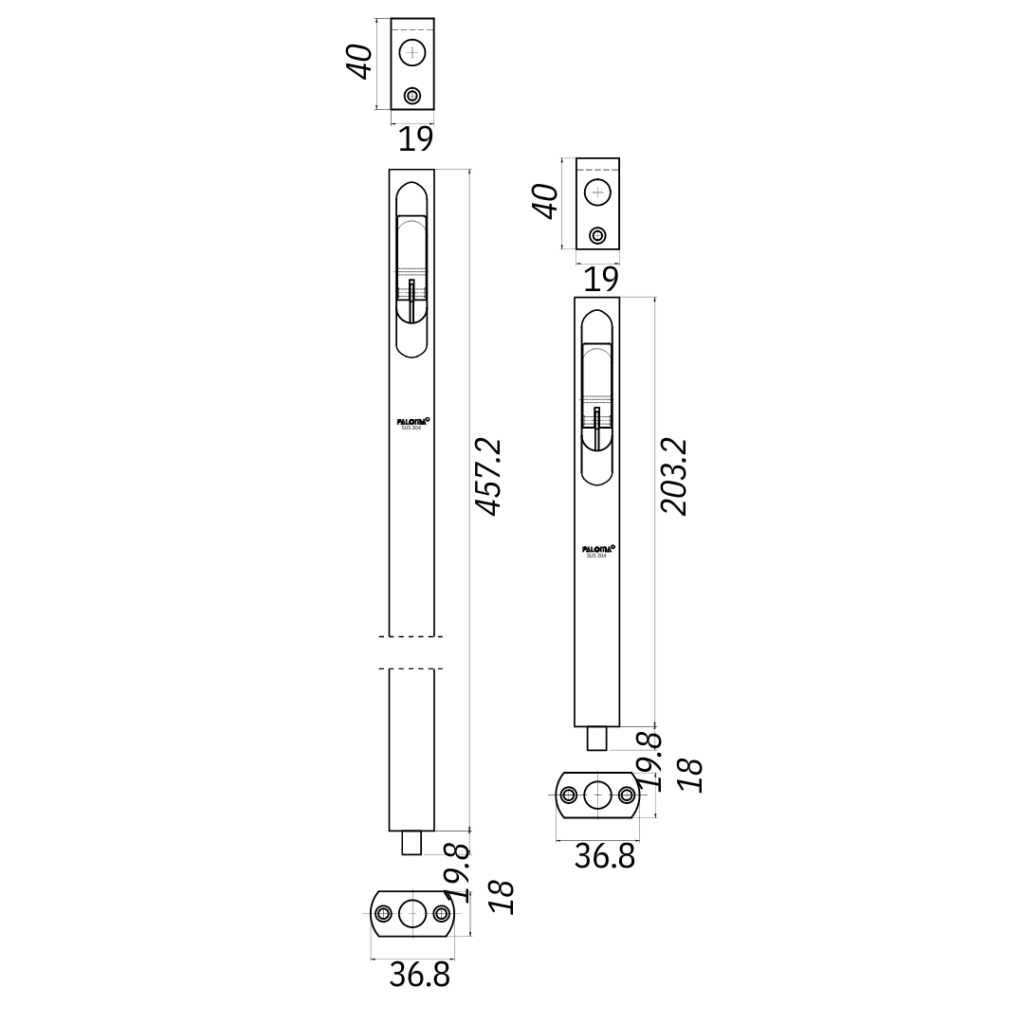 Flush Bolt Colombo 8" + 18" FBP 203 - Paloma Official Website