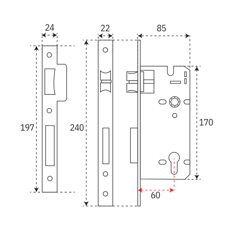 Mortise Lock Superior Swing 60 mm MLP 342 - Paloma Official Website