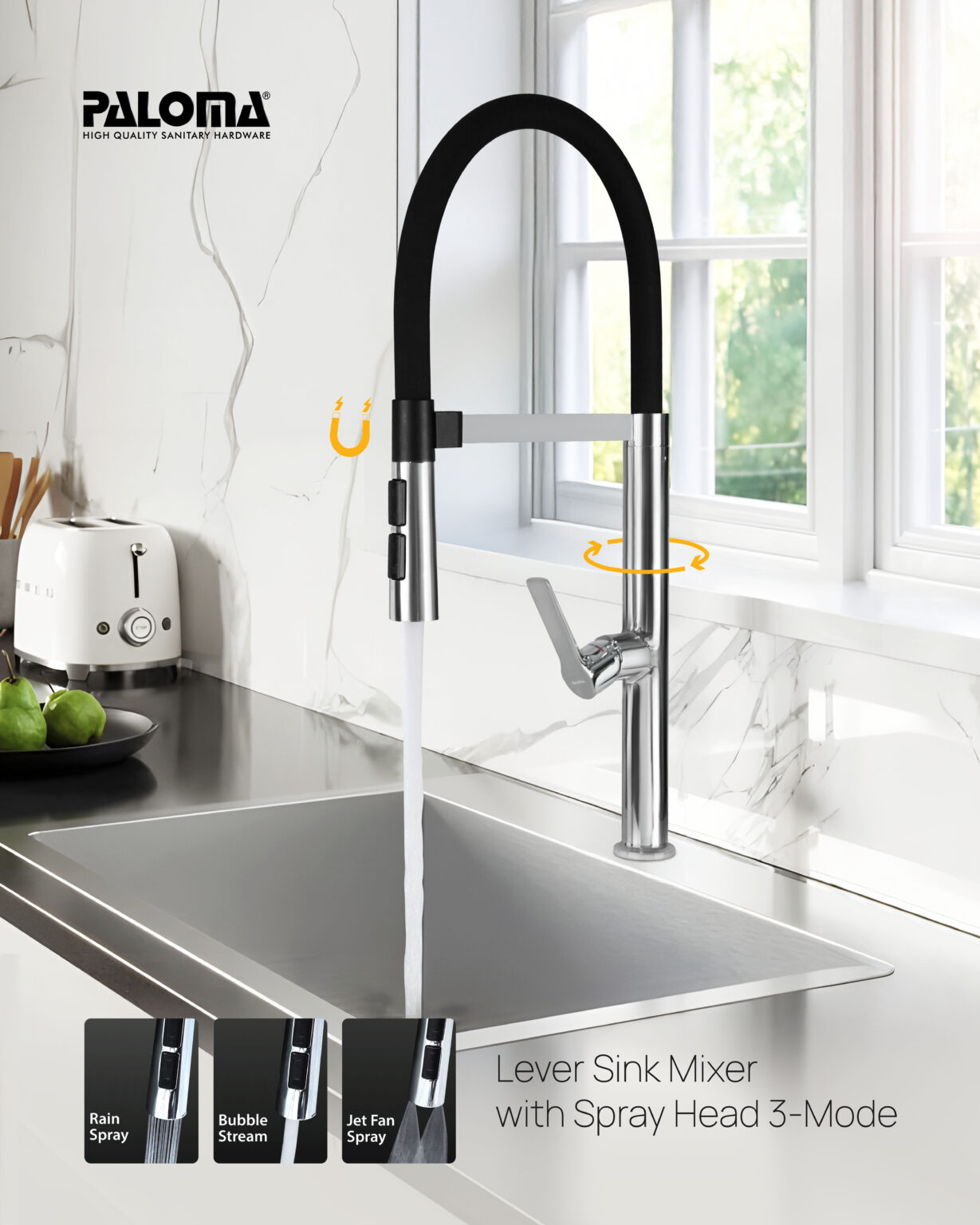 Single Lever Pillar Sink Mixer With Magnetic Holder Berlin FCP 2552 ...